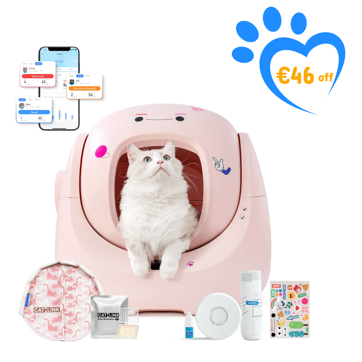 Catlink Baymax (White/ Pink) Self-Cleaning Litter Box – Catlink EU