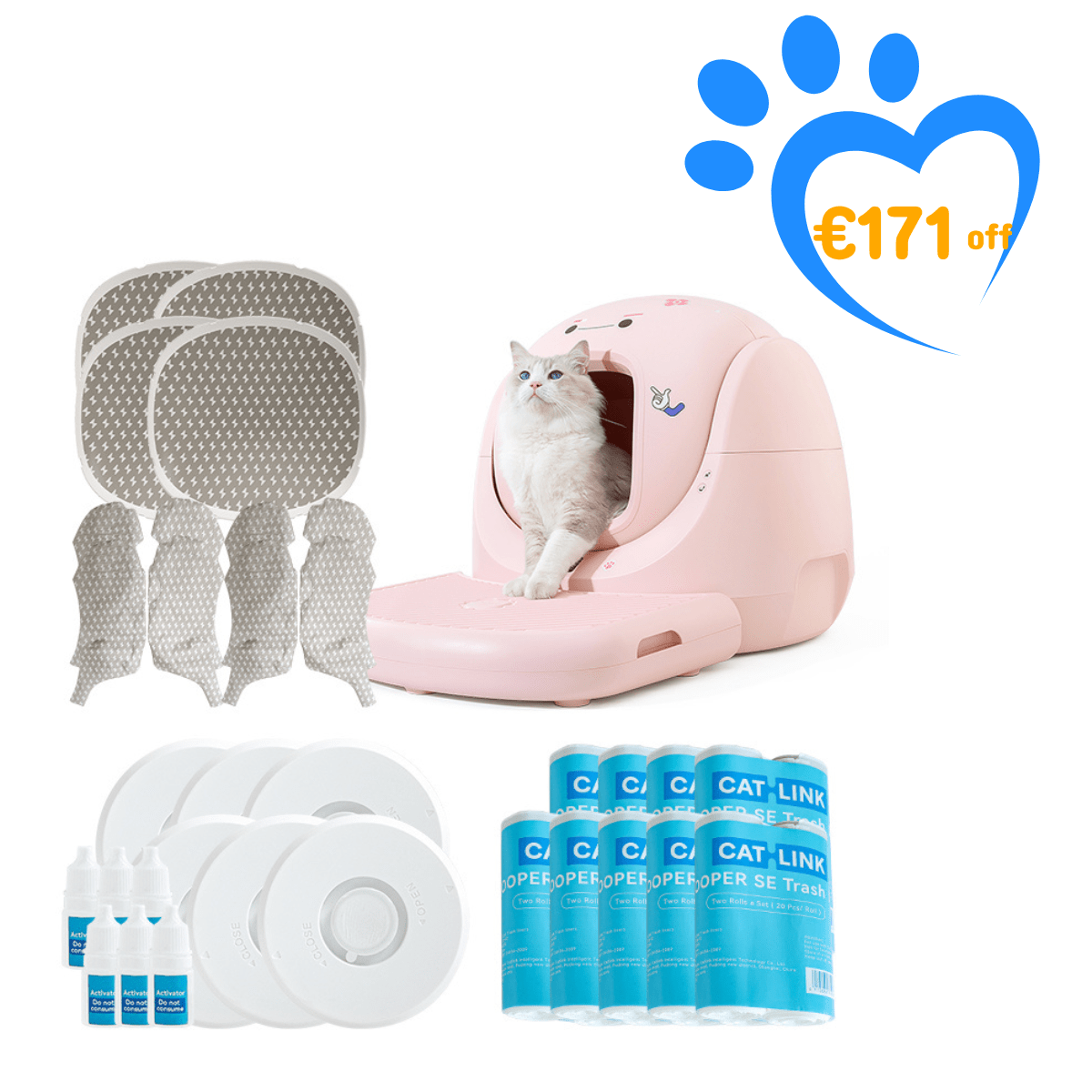 Catlink Baymax (White/ Pink) Self-Cleaning Litter Box – Catlink EU